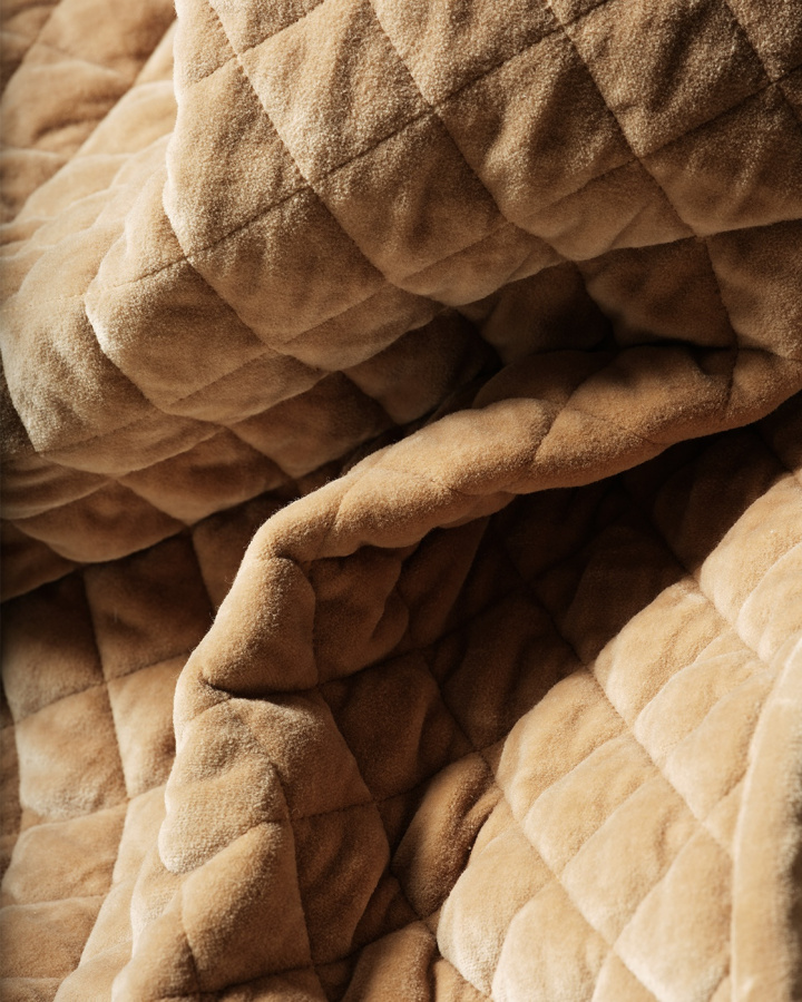 PICCOLO bedspread in camel brown made of cotton velvet